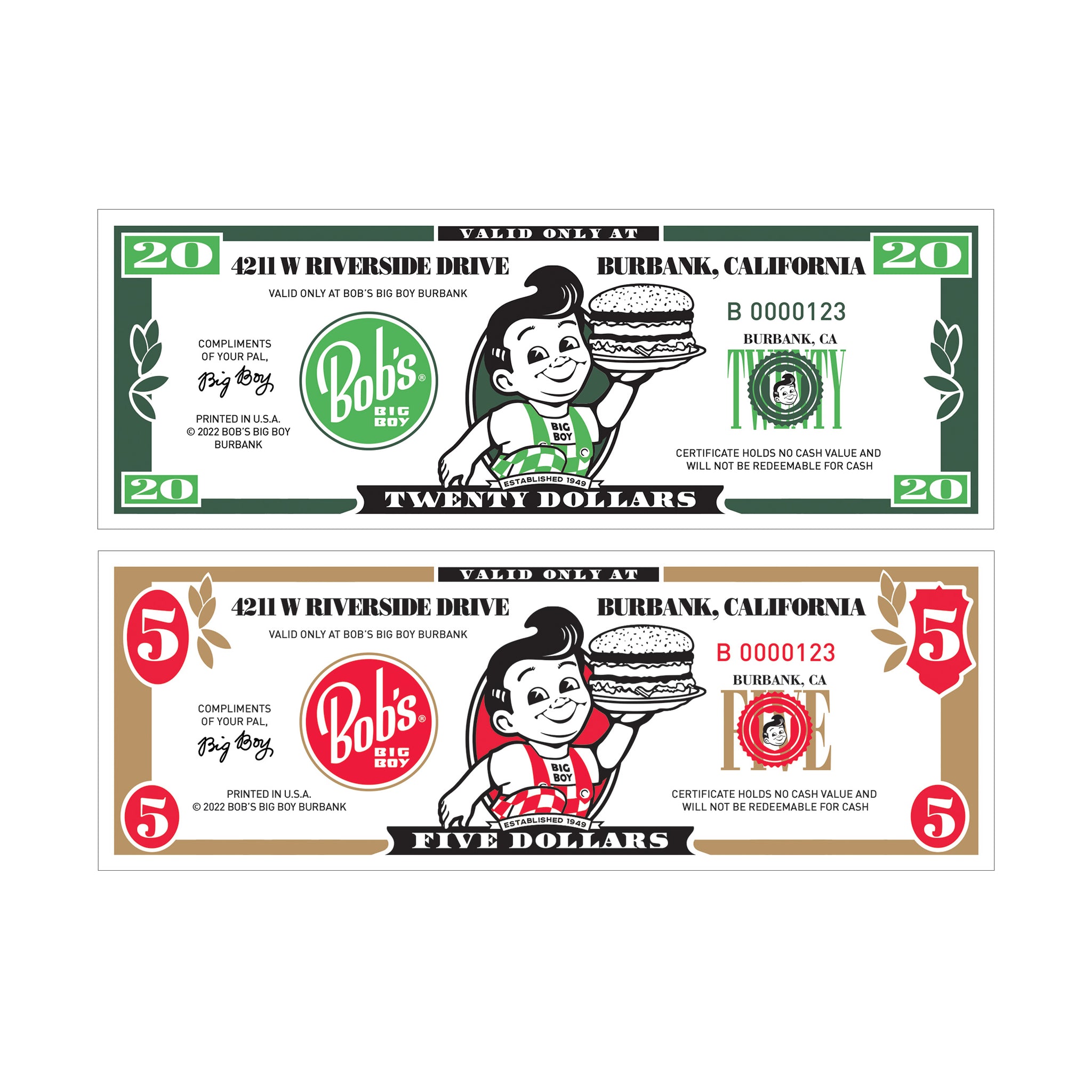 Gift Certificate – Bob’s Big Boy Burbank